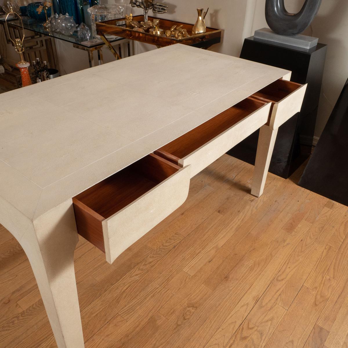 Shagreen Desk by Karl Springer, Signed For Sale at 1stDibs