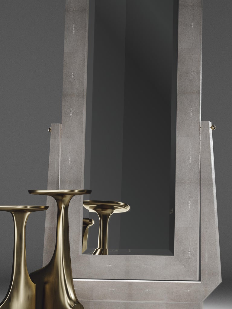 Shagreen Full Length Floor Mirror and Side Tables by R&Y Augousti For ...