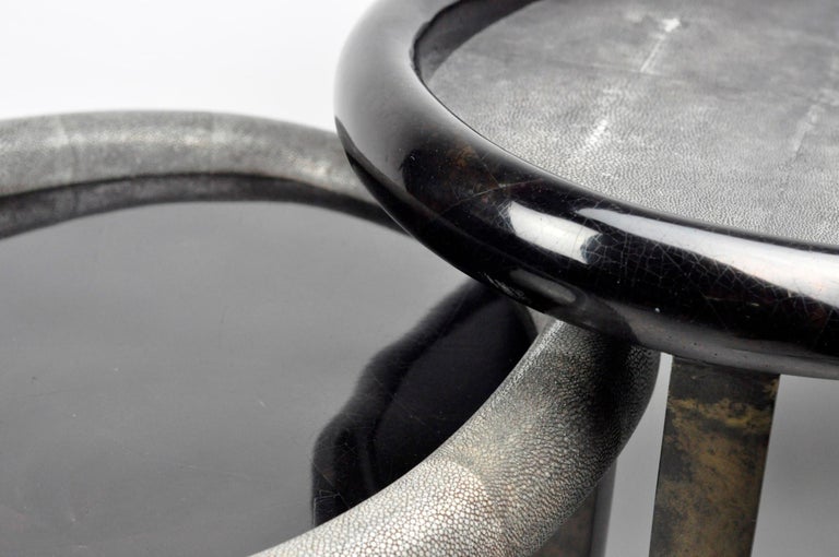 Shagreen Nesting Tables with Shell Marquetry and Parchment Feet by ...