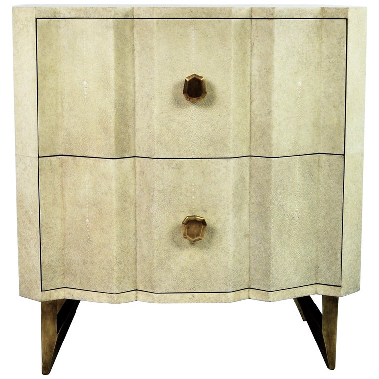 Shagreen Night Stand Table Accordeon by Ginger Brown For Sale at 1stDibs