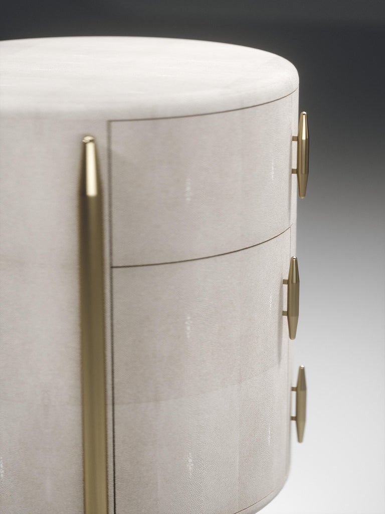 Shagreen Night Stand with Brass Accents by Kifu Paris For Sale at 1stDibs