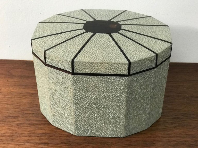 Shagreen Octagonal Box with Ebony Inlay For Sale at 1stDibs