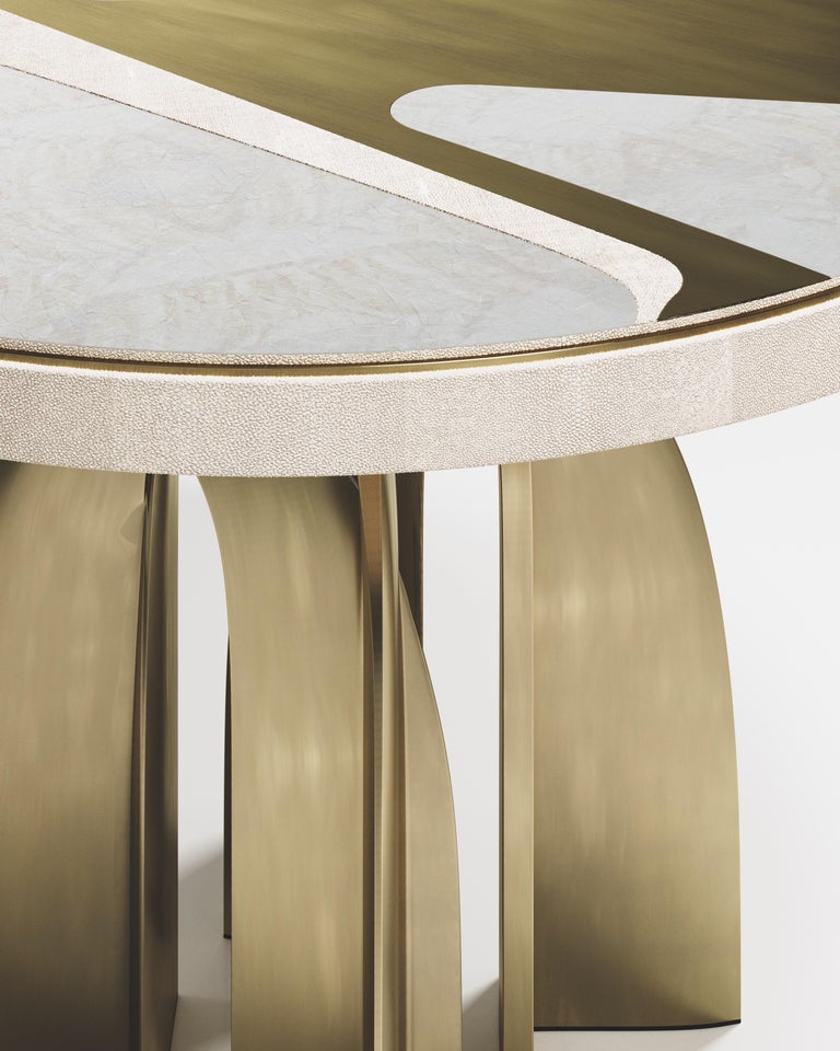 Shagreen Pattern Dining Table with Shell and Bronze Patina Brass by ...