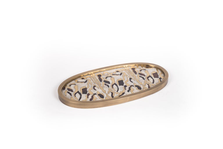 Shagreen Tray with Mix Inlay Pattern Including Shell and Brass by Kifu ...