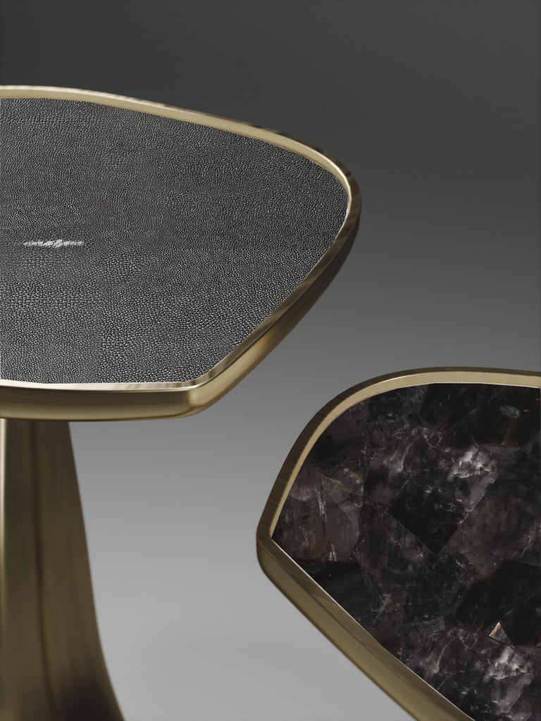 Shagreen Triptych Console with Bronze-Patina Brass Accents by R&Y ...