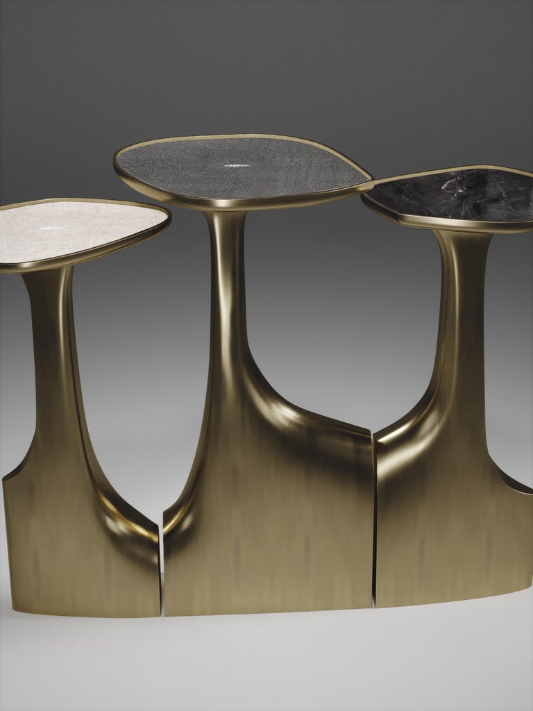 Shagreen Triptych Console with Bronze-Patina Brass Accents by R&Y ...