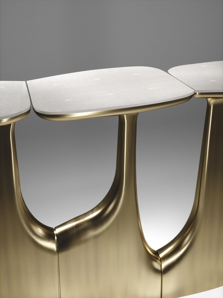 Shagreen Triptych Console with Bronze-Patina Brass Accents by R&Y ...