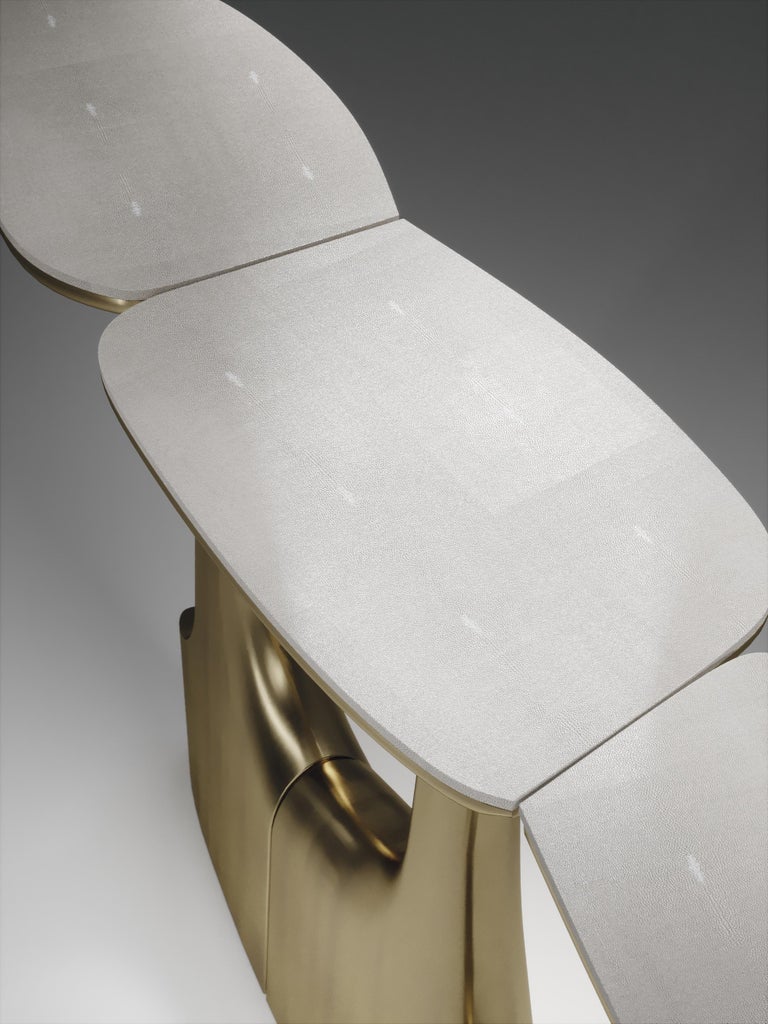 Shagreen Triptych Console with Bronze-Patina Brass Accents by R&Y ...