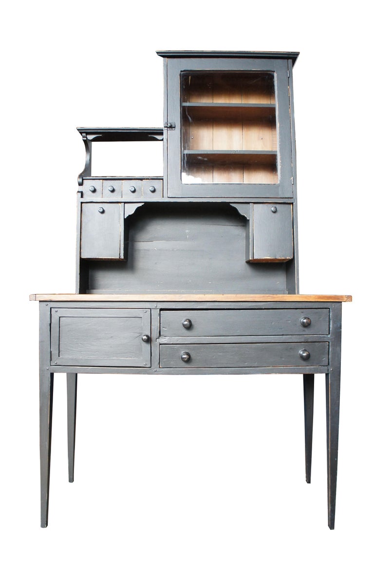 Shaker Style Primitive Sideboard and Hutch Rustic Black Cupboard Buffet ...