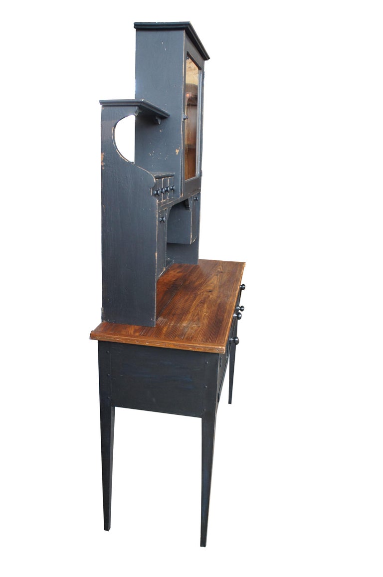 Shaker Style Primitive Sideboard and Hutch Rustic Black Cupboard Buffet ...