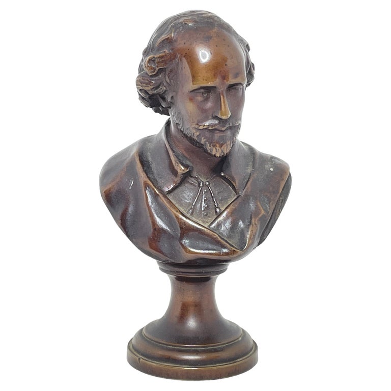 Shakespeare Bronze Bust Figurine Vienna Bronze Style, 1900s at 1stDibs
