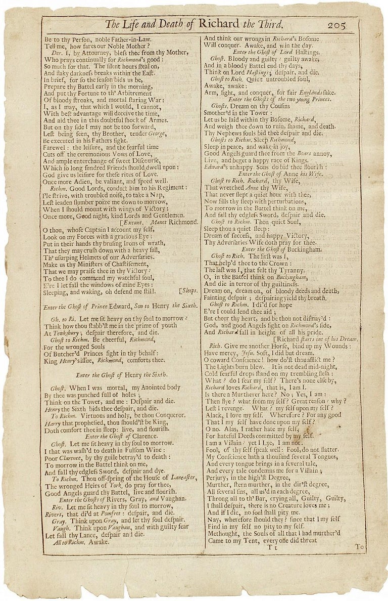 Shakespeare 'Life and Death of Richard the Third' Fourth Folio 1685 ...