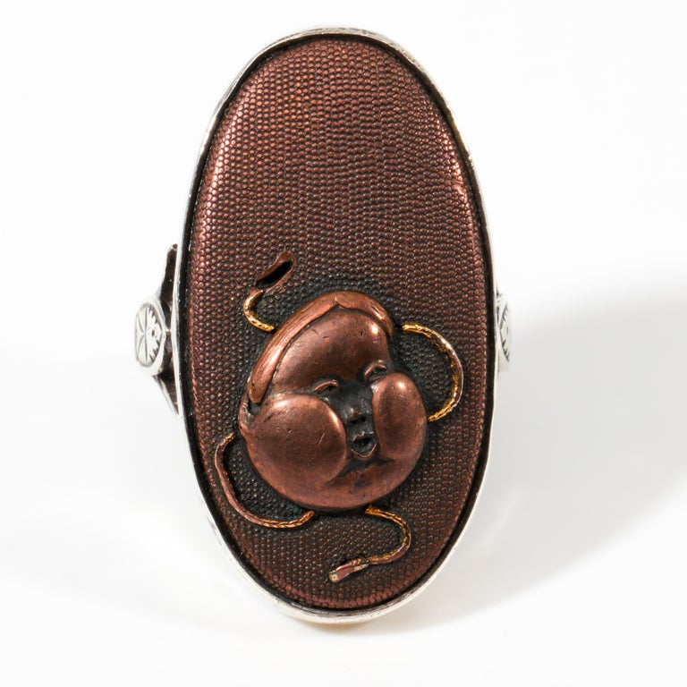 Shakudō Mixed Metal Ring Japanese Art Deco For Sale at 1stDibs