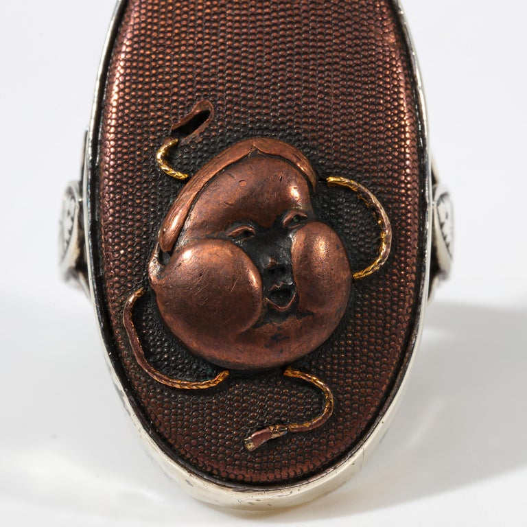 Shakudō Mixed Metal Ring Japanese Art Deco For Sale at 1stDibs