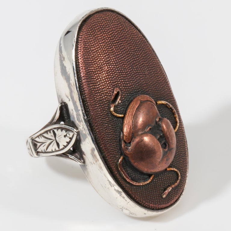 Shakudō Mixed Metal Ring Japanese Art Deco For Sale at 1stDibs