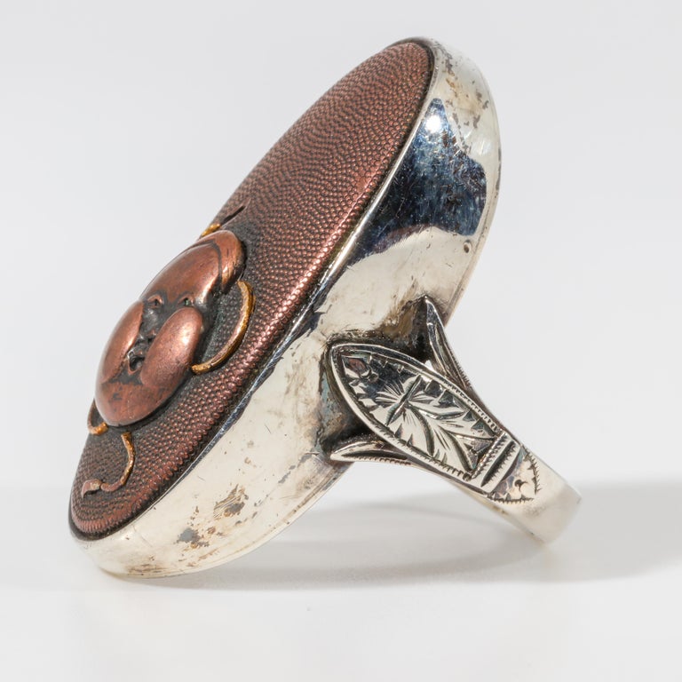 Shakudō Mixed Metal Ring Japanese Art Deco For Sale at 1stDibs