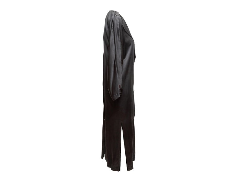 Shamask Black Silk Duster Coat For Sale at 1stDibs