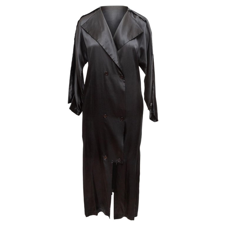 Shamask Black Silk Duster Coat For Sale at 1stDibs