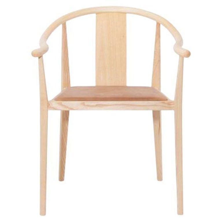 Shanghai Chair in Natural Ash with Dunes Camel 21004 Leather Seat For ...