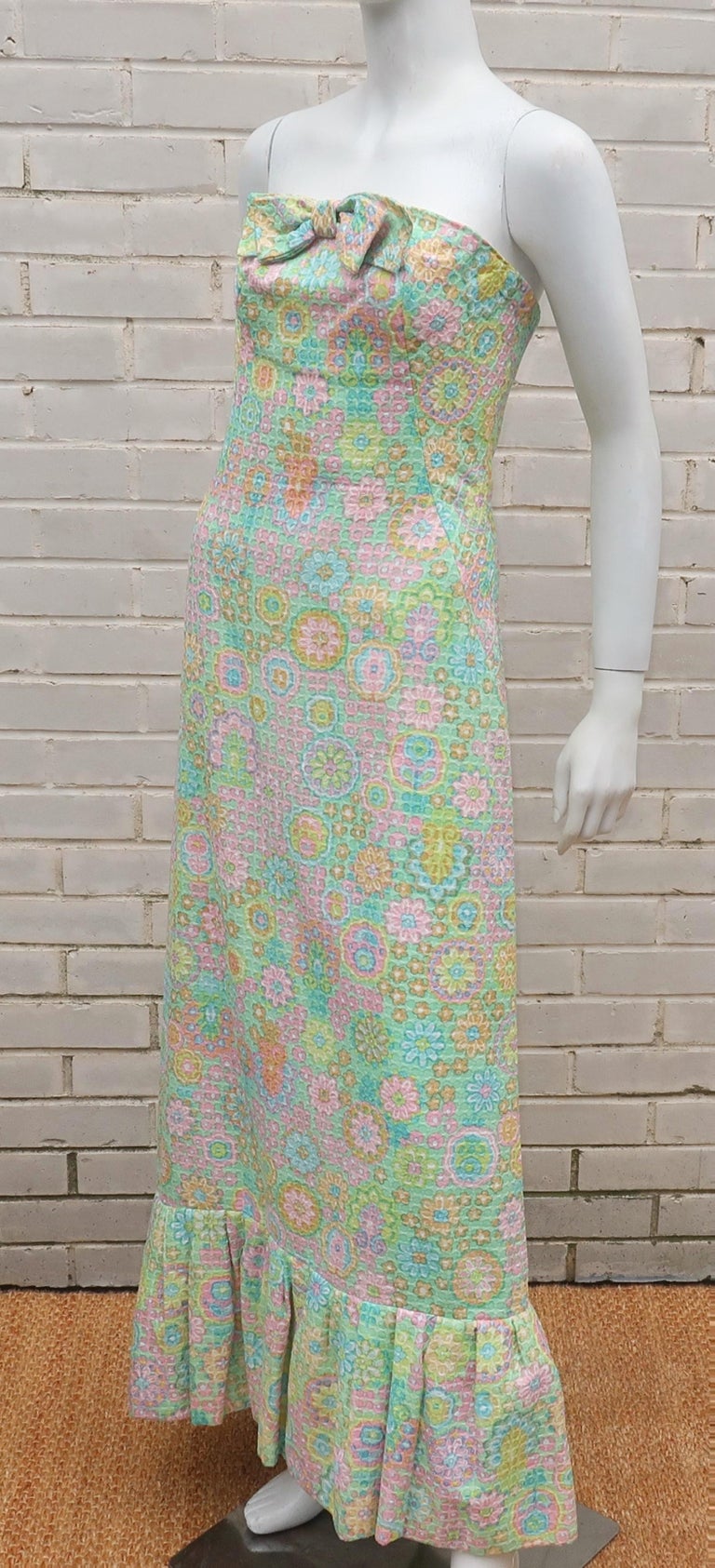 Shannon Rodgers for Jerry Silverman Floral Pique Strapless Dress, 1960 ...