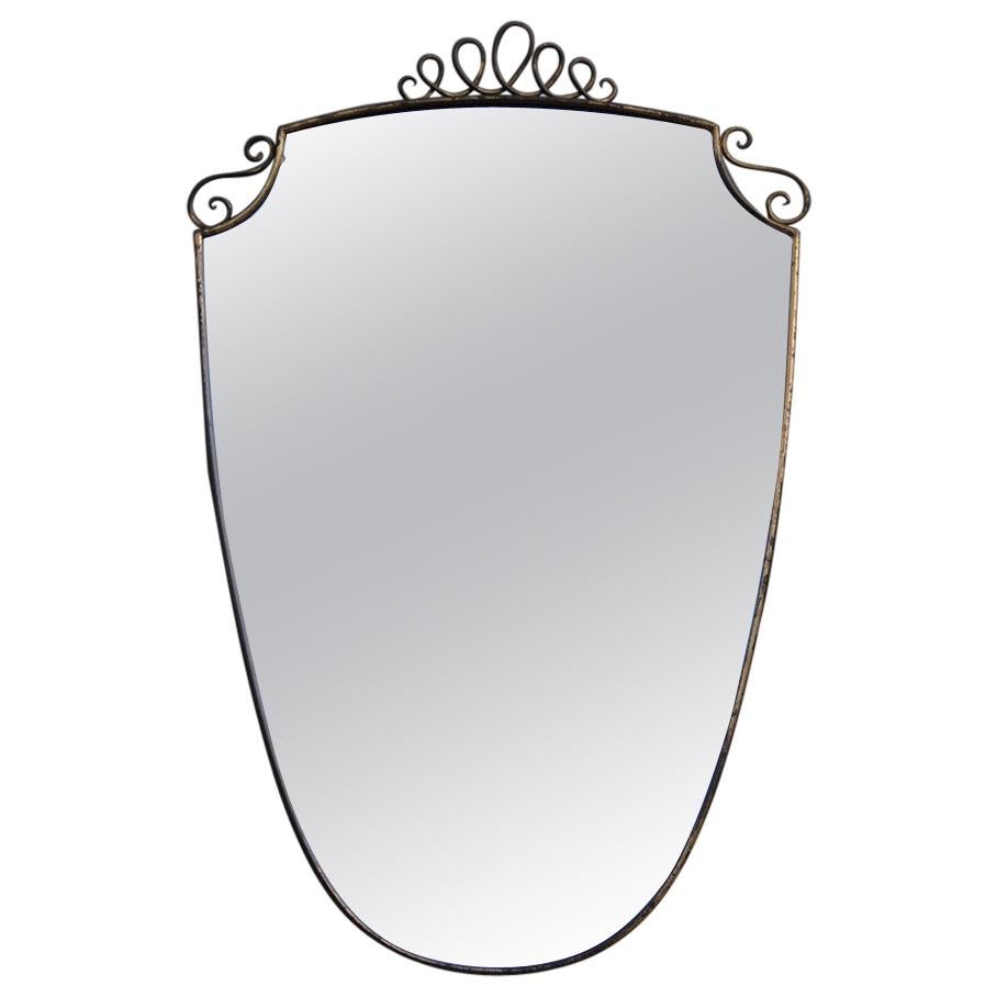 Classic Pink Crystal Mirror Italian Design 1950 with Gold Brass and ...