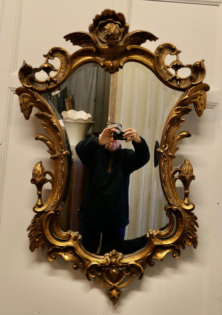 Shaped Rococo Style Gilt Wall Mirror For Sale at 1stDibs