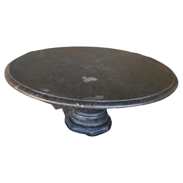 Shapely Carved Belgian Bluestone Round Dining/Center Table w Baluster ...
