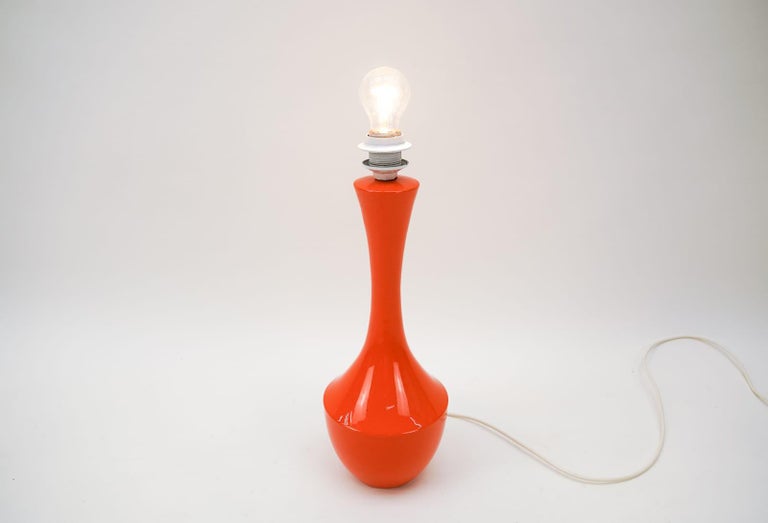 Shapely Orange Ceramic Table Lamp, Made in Italy 1960s For Sale at 1stDibs