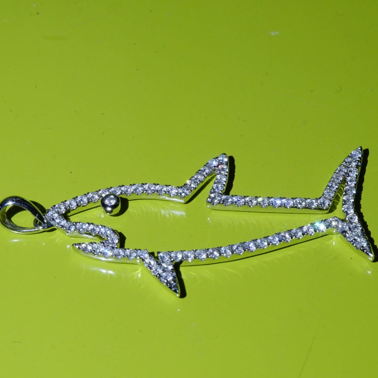 Shark Pendant Police Man of the Seas 0.68 Ct Brilliants Cool Never Seen ...