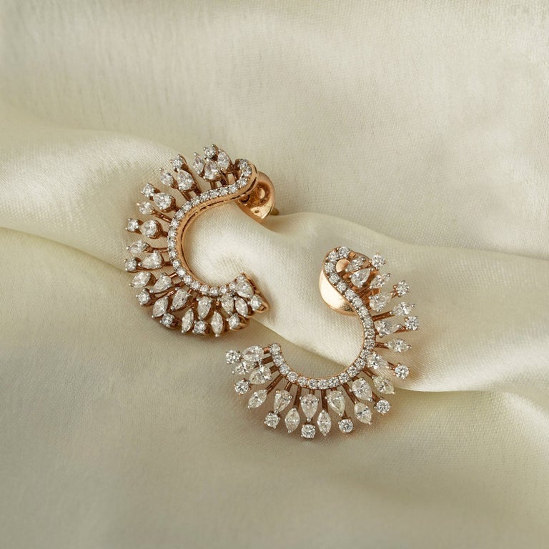 Sharon Gold and Diamond Earring For Sale at 1stDibs