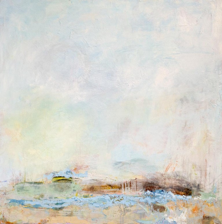Sharon Kelly - Roam - soft, cool, textured, abstracted landscape, mixed ...