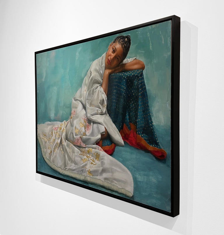 Sharon Sprung - ANGLE OF REPOSE, figurative painting, figure sitting ...