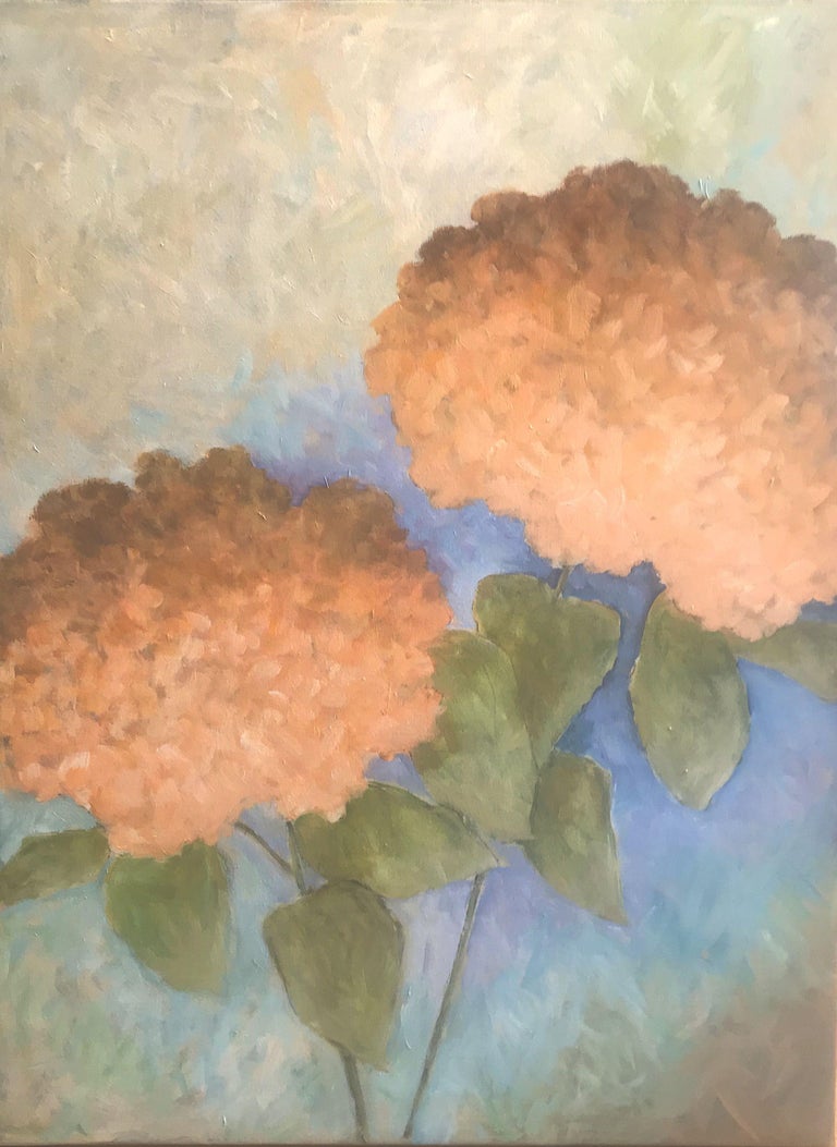 Sharon Webb - Two Peach Hydrangeas, Painting, Acrylic on Canvas For ...