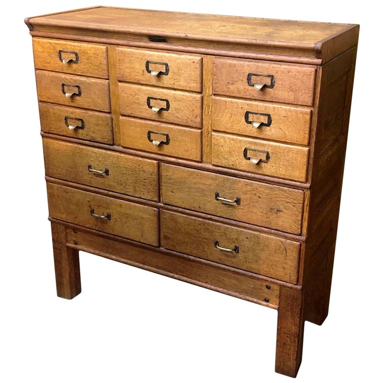 Shaw Walker Oak Stacking Cabinet with Drawers at 1stDibs