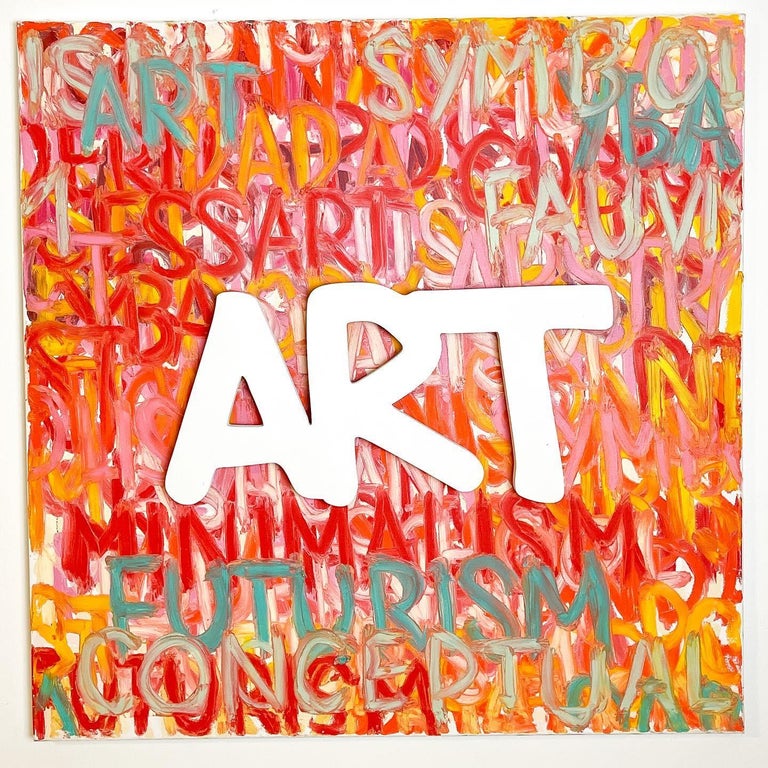 Shawn Kolodny - "ART" Mixed Media Art Painting 40" x 40" x 3" inch by ...