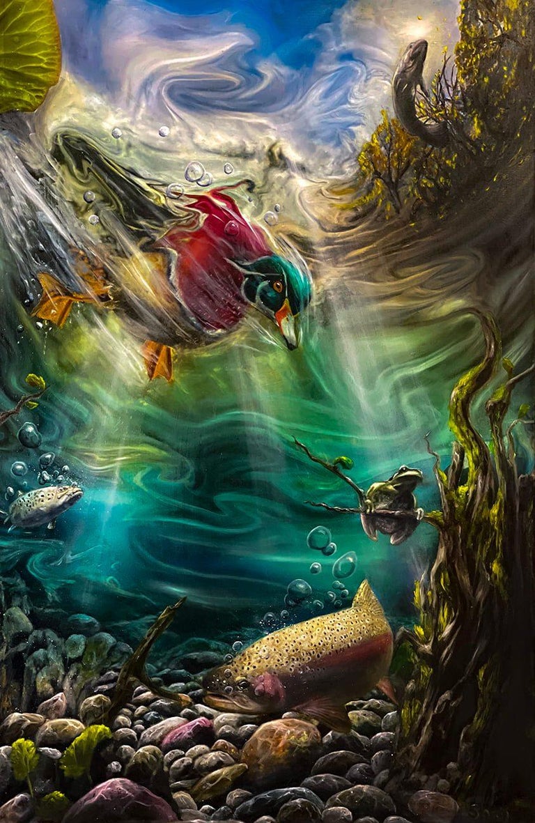 Shay Davis - "What would a wood duck do" Oil Painting For Sale at 1stDibs