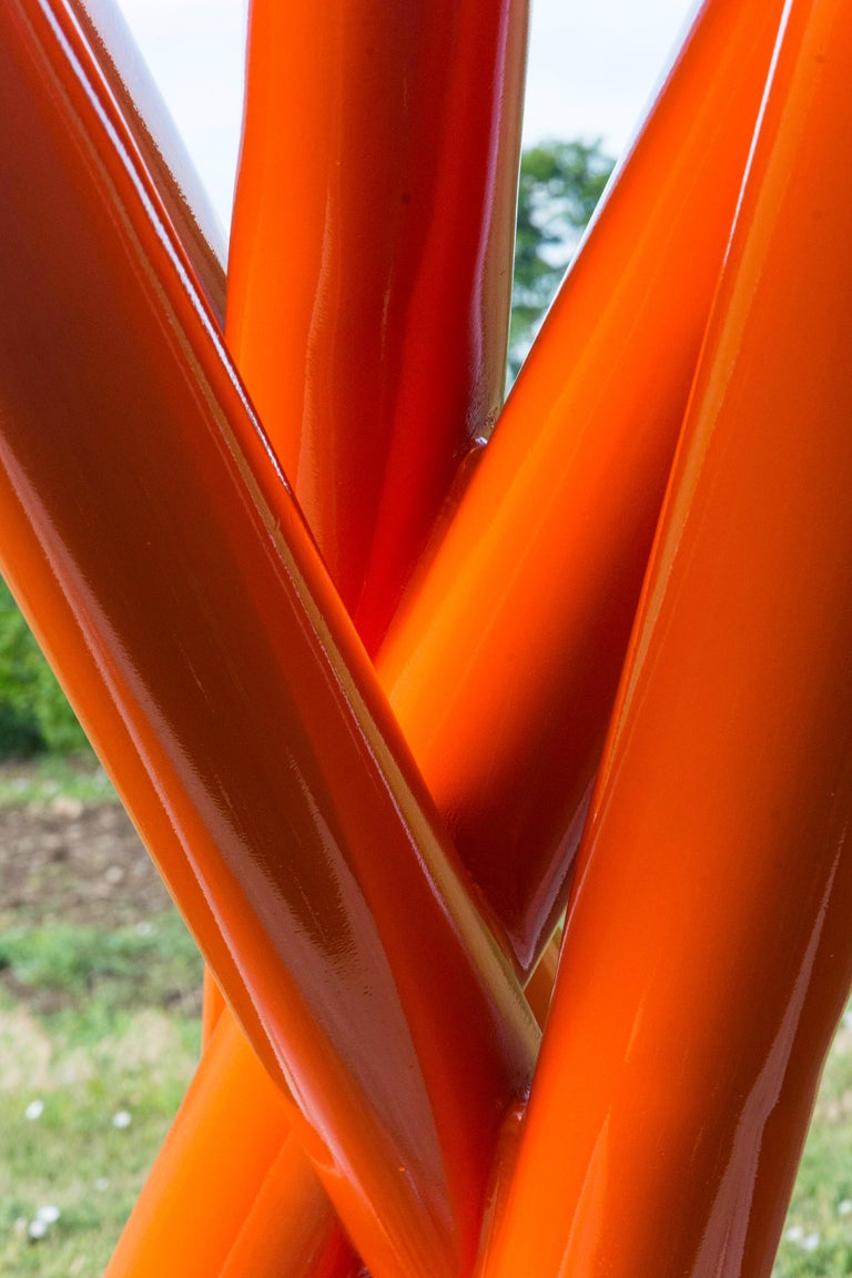 Shayne Dark - Tilted Orange - Tall, bright, glossy, geometric abstract ...