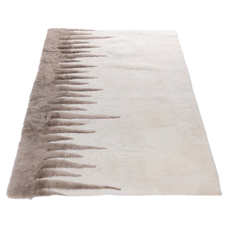 White and Beige Shearling Rug - ICICLE - Handmade in France For Sale at ...