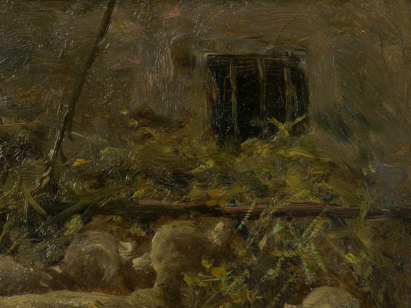 “Sheep in Stable” Antique Barbizon Oil Painting by Albert Charpin For ...