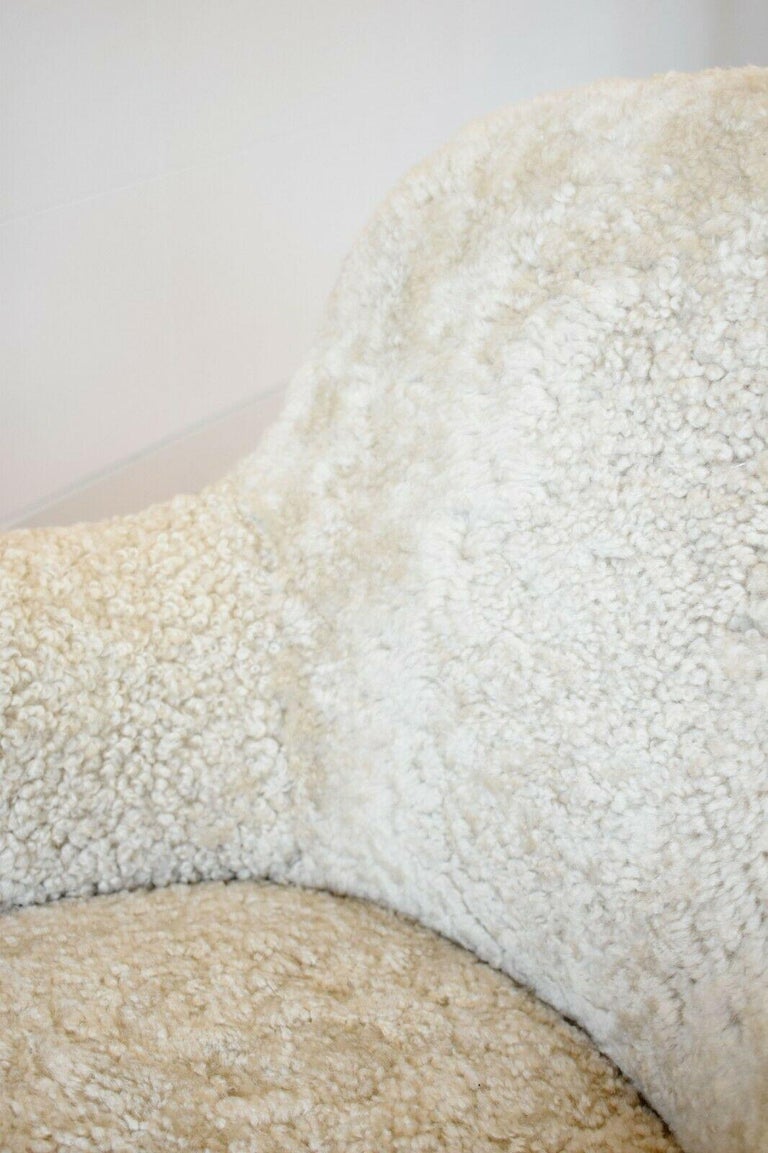 Sheep Skin and Oak Teddy Bear Tub Chair For Sale at 1stDibs