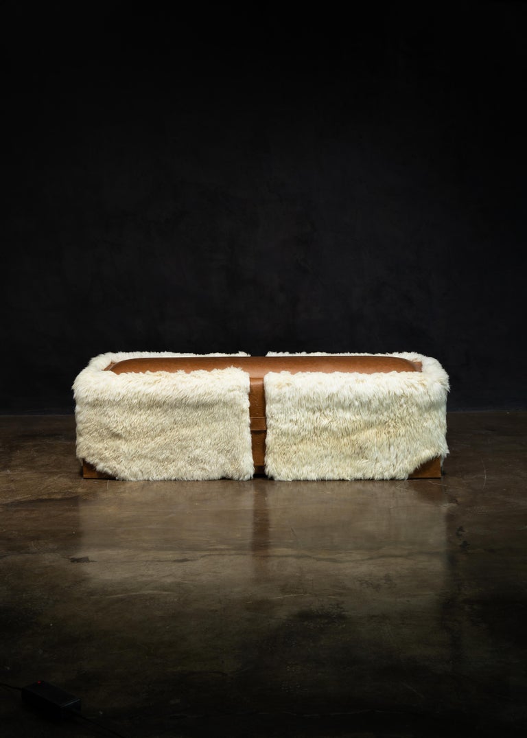 Sheepskin and Leather Custom Contemporary Bench from Costantini, Ovino ...