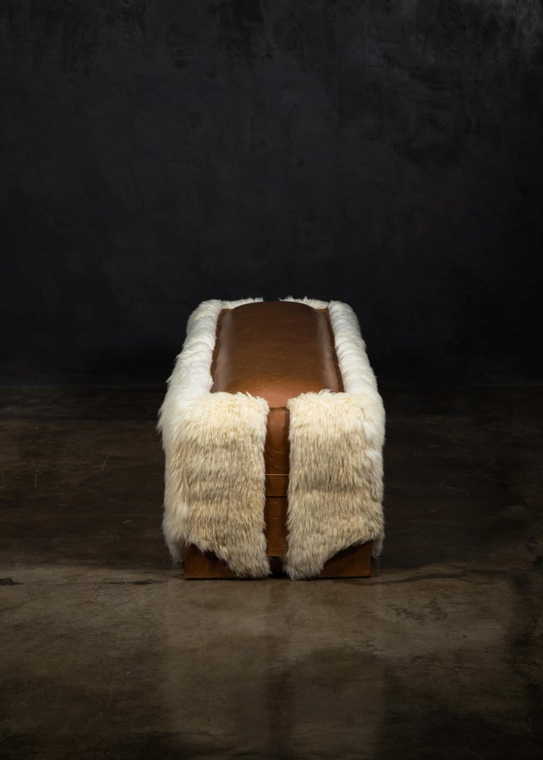 Sheepskin and Leather Custom Contemporary Bench from Costantini, Ovino ...