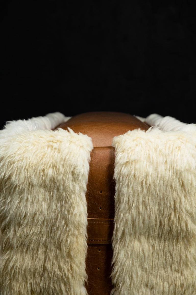 Sheepskin and Leather Custom Contemporary Bench from Costantini, Ovino ...