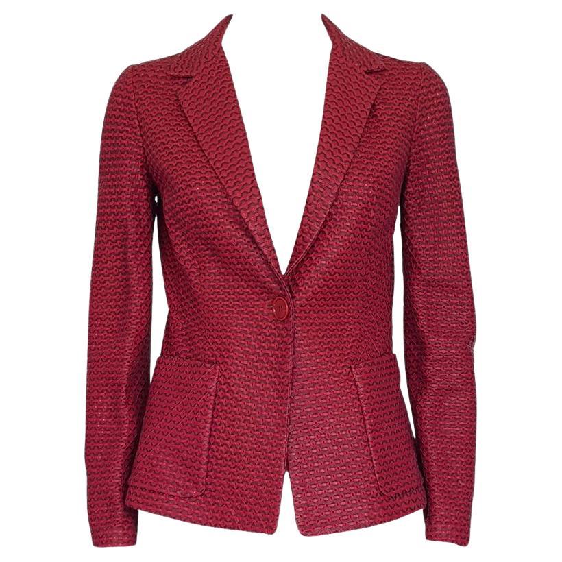ETRO red silk VELVET SINGLE BREASTED Blazer Jacket 42 M For Sale at 1stDibs