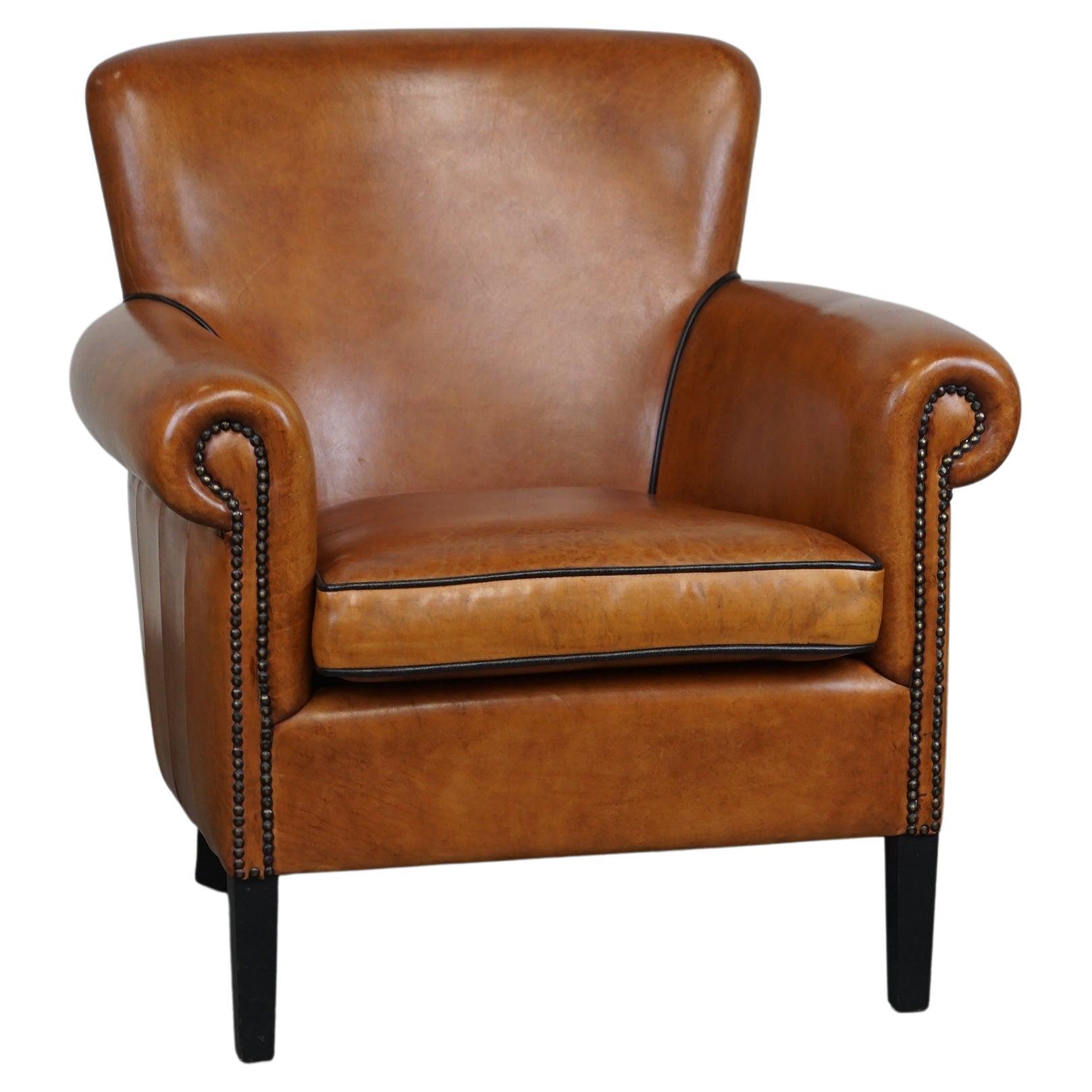 Spacious sheepskin leather armchair For Sale at 1stDibs