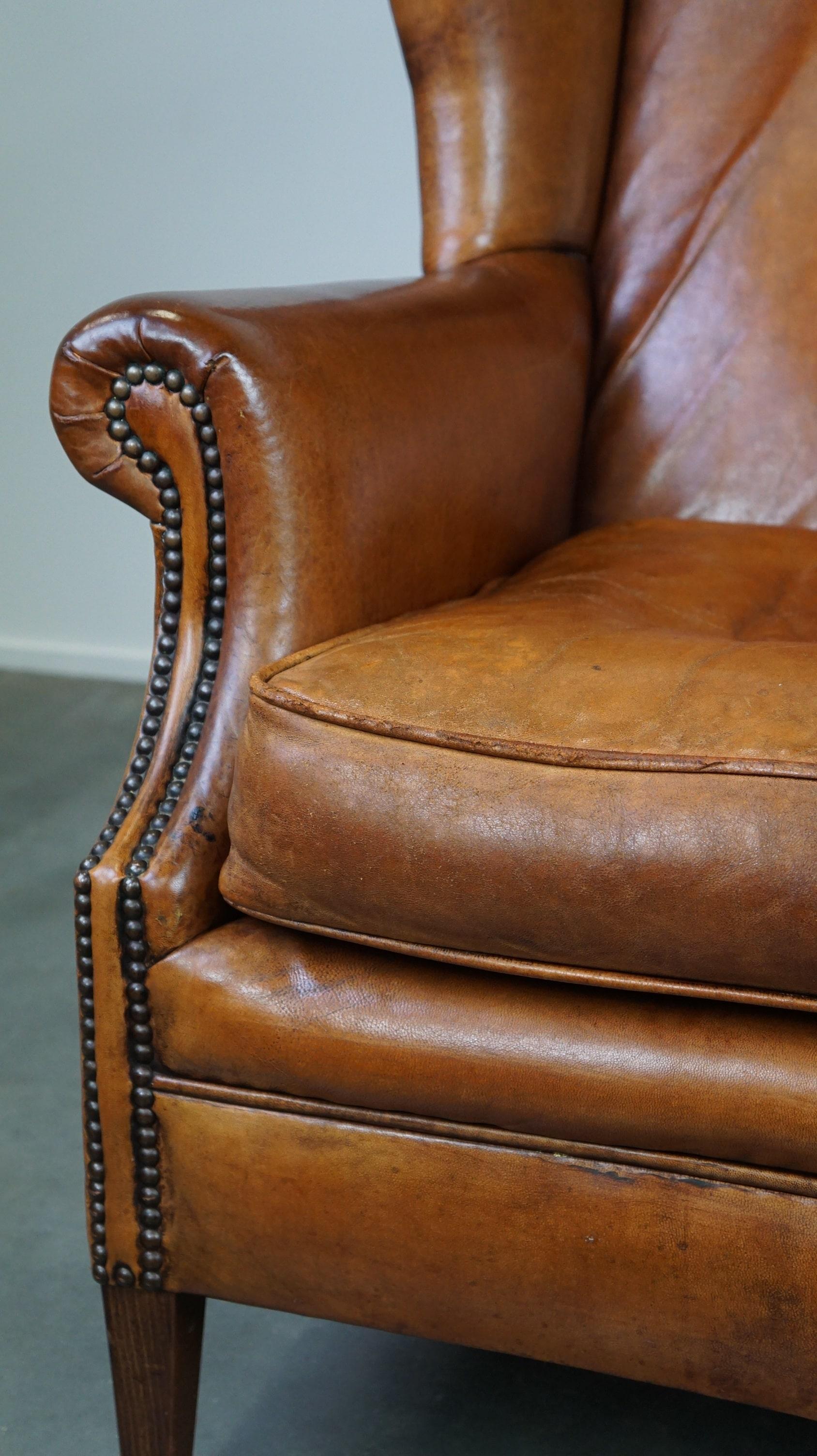 Sheepskin leather wingchair with a beautiful color palette and ...