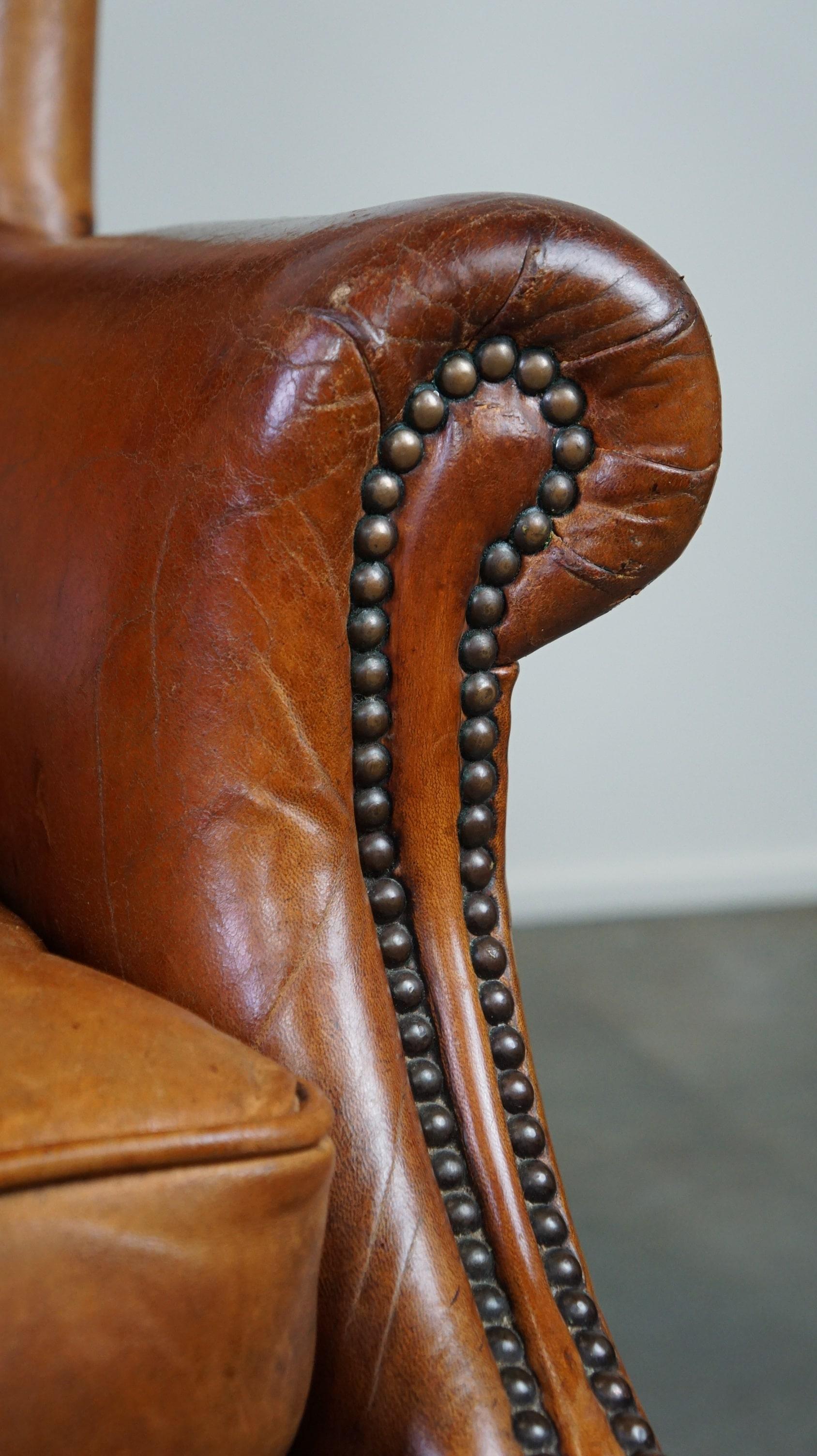 Sheepskin leather wingchair with a beautiful color palette and ...