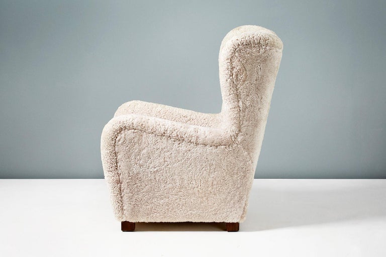 Sheepskin Wing Chair by Fritz Hansen c1940s For Sale at 1stDibs