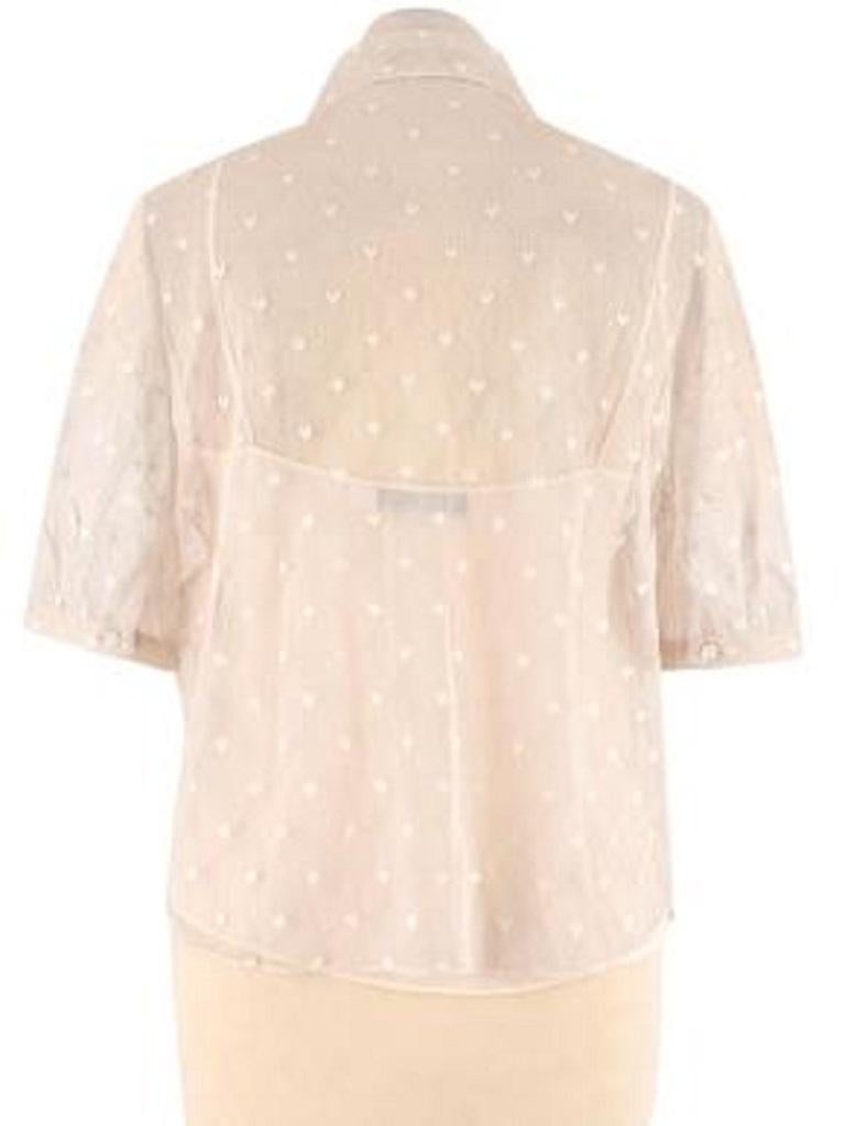 Sheer Beige Heart Embroidered Shirt with Silk Cami For Sale at 1stDibs