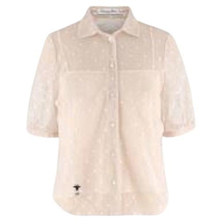 Sheer Beige Heart Embroidered Shirt with Silk Cami For Sale at 1stDibs